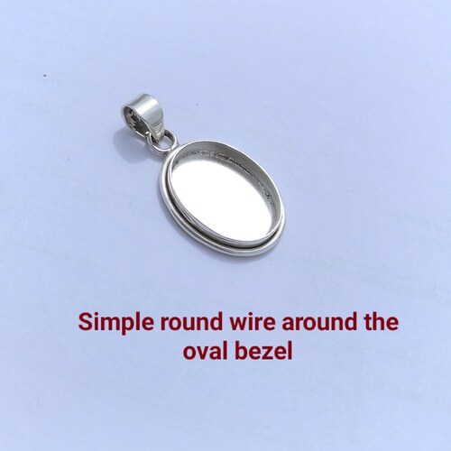925 Sterling Silver Oval Shape Pendant Bezel Blank With - Etsy