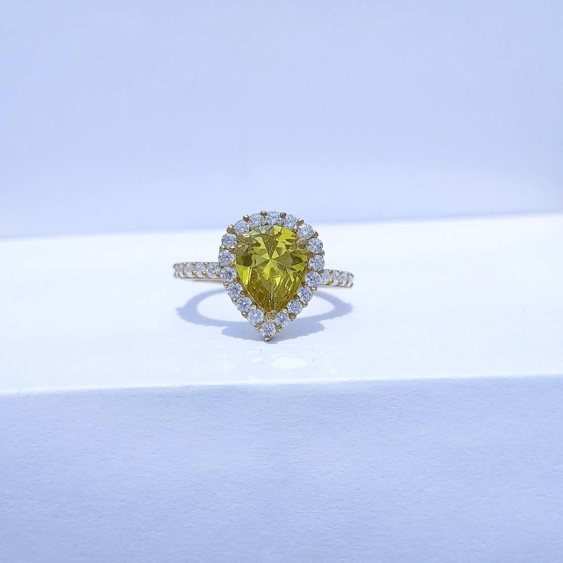 Green Diamond ring Swarovski diamond ring 925 sterling | Etsy