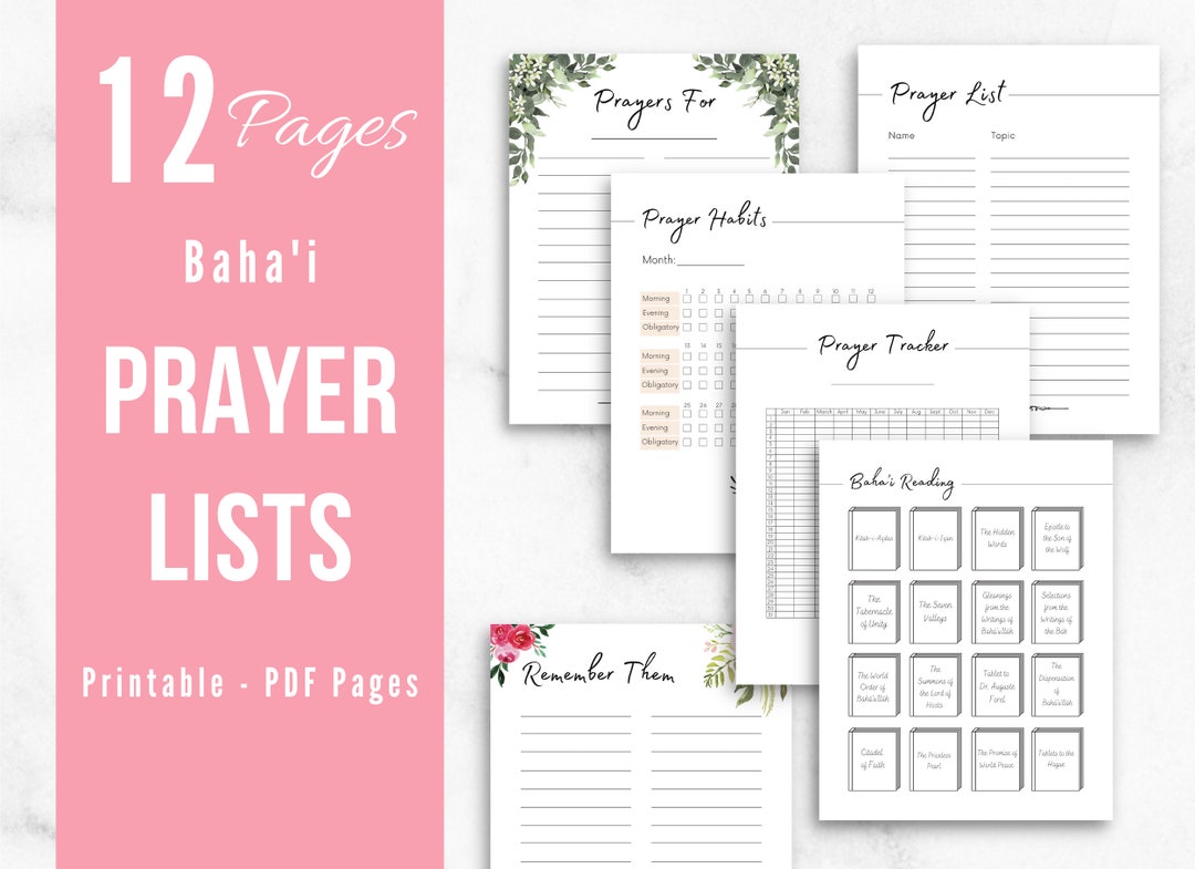 Baha'i Printable, Bahai Prayers, Prayer Planner Printable, Prayer List ...
