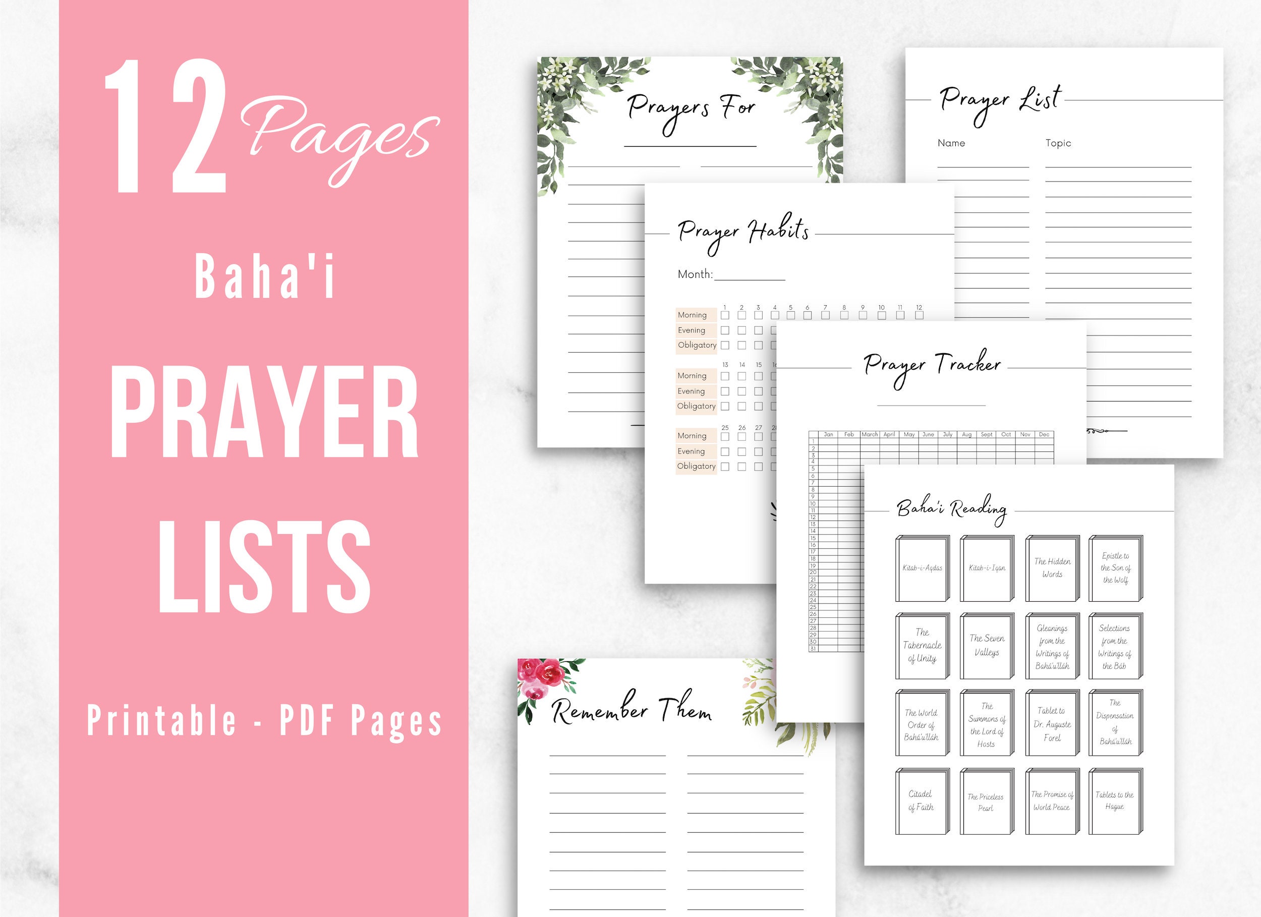Baha'i Printable, Bahai Prayers, Prayer Planner Printable, Prayer List ...