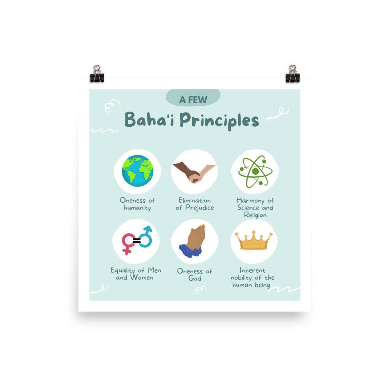 Baha'i Poster, Bahai Principles, Bahai Printable, Baha'i Art, Wall Art ...