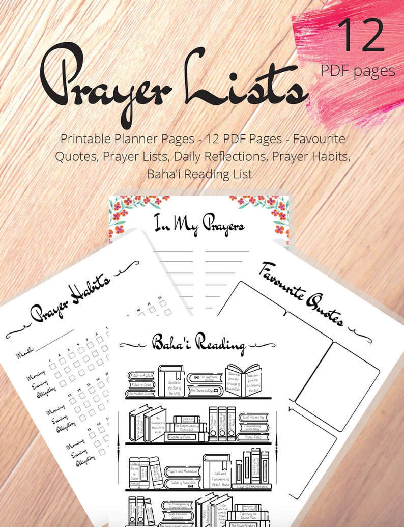 Baha'i Printable, Bahai Prayers, Prayer Planner Printable, Prayer List ...