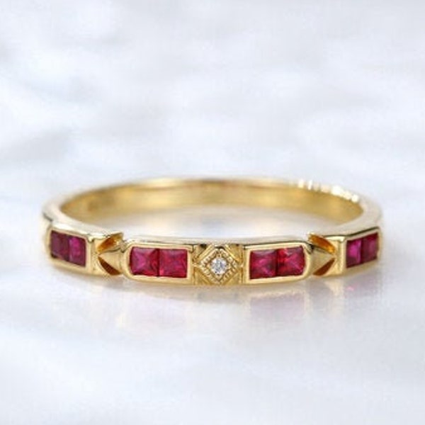 Ruby Wedding Band - Etsy