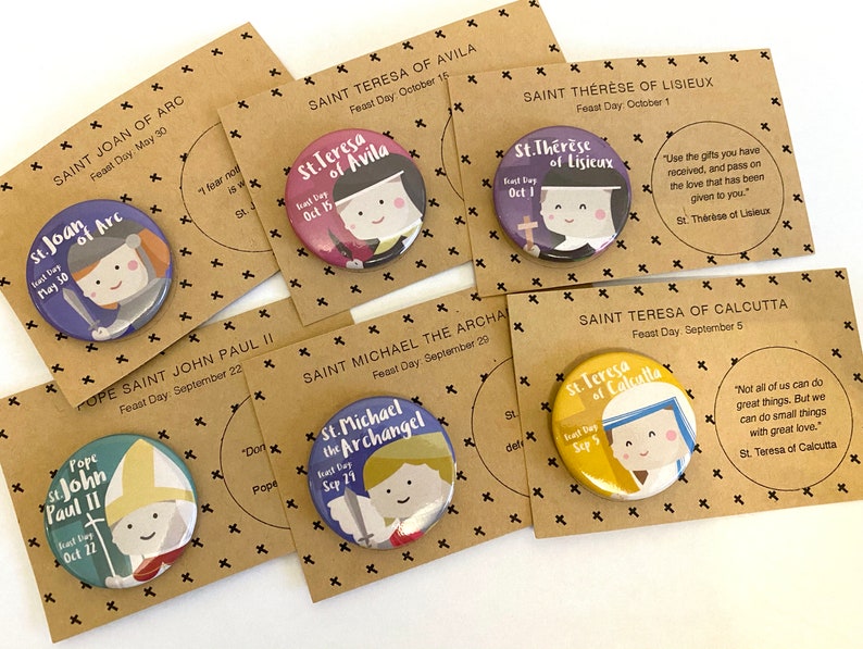 Catholic Saints Set of 6 Buttons - With Paper Backing - Etsy