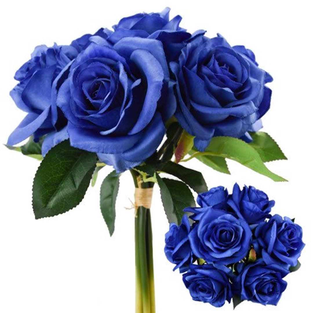 25cm LARGE OPEN Rose Bundle Bundle OF 7 Royal Blue - Etsy.de