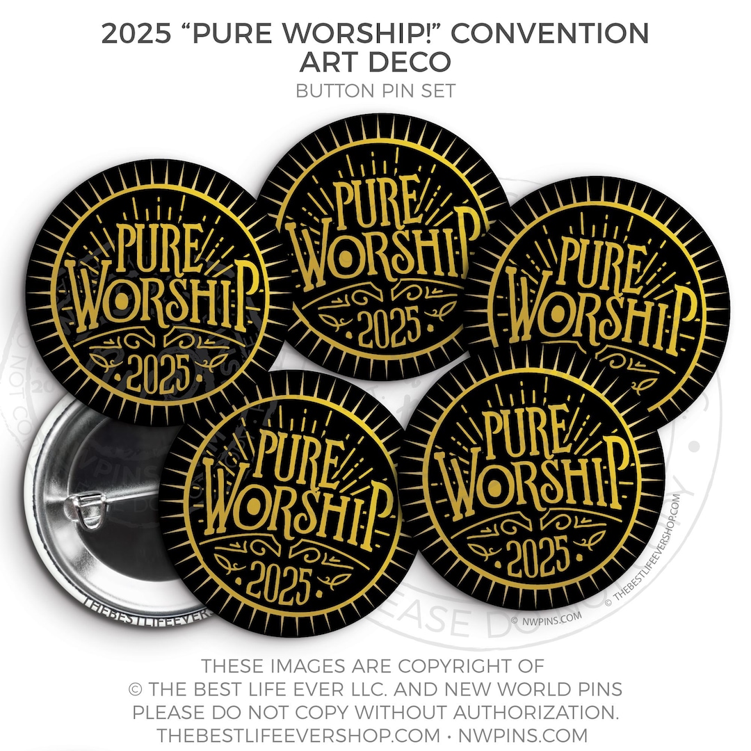 2025 Pure Worship Convention Button Pins - Art Deco Style - Jw Gifts ...
