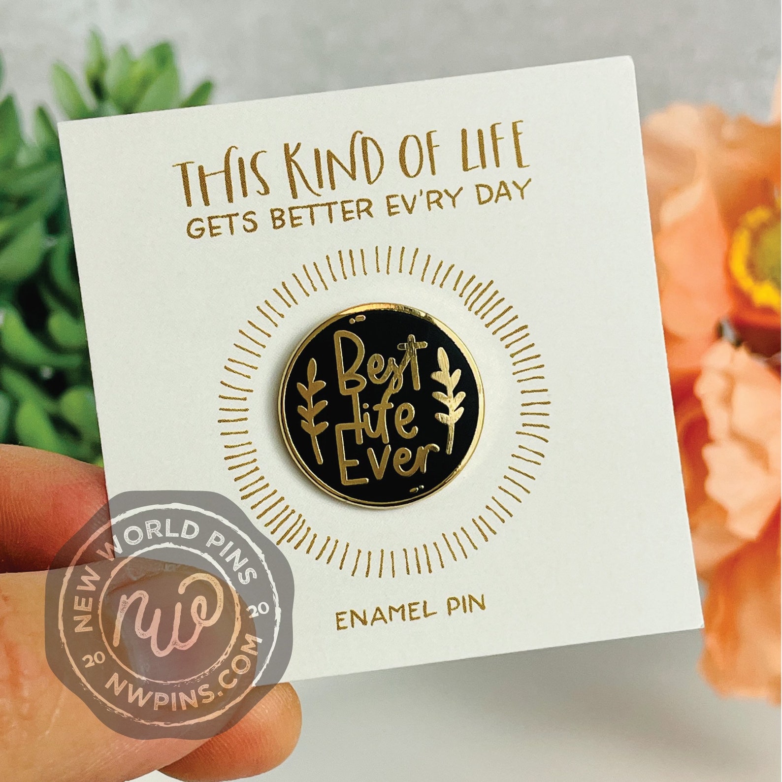 Best Life Ever Enamel Pin – Black and Gold Finish - Etsy