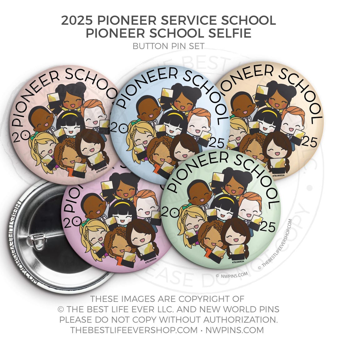 Pioneer School Button Pins Set: JW Ministry Gifts - Selfie Design - Etsy