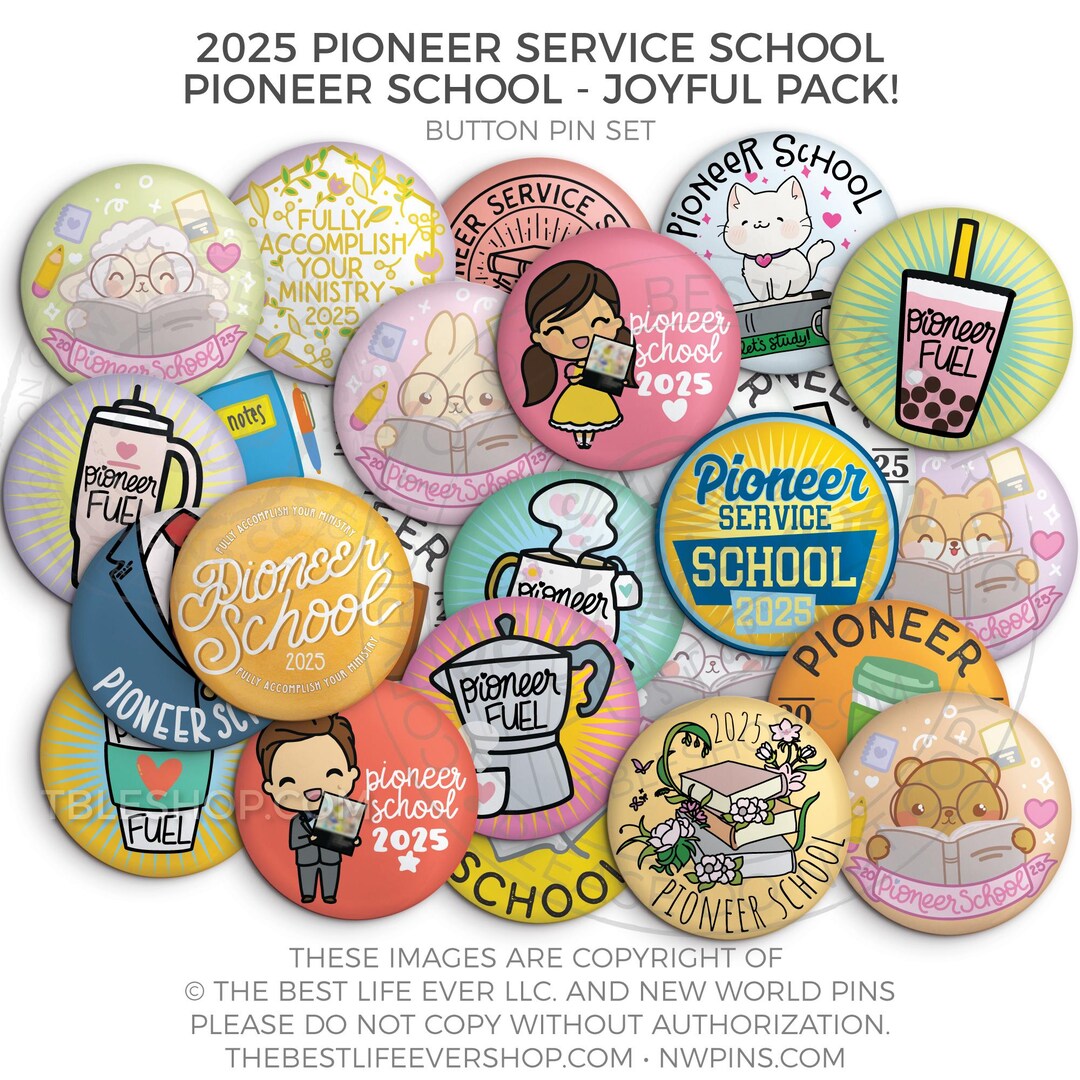 Pioneer School Button Pin PARTY PACK! - Jw Gifts - Jw Pioneer - Gifts ...