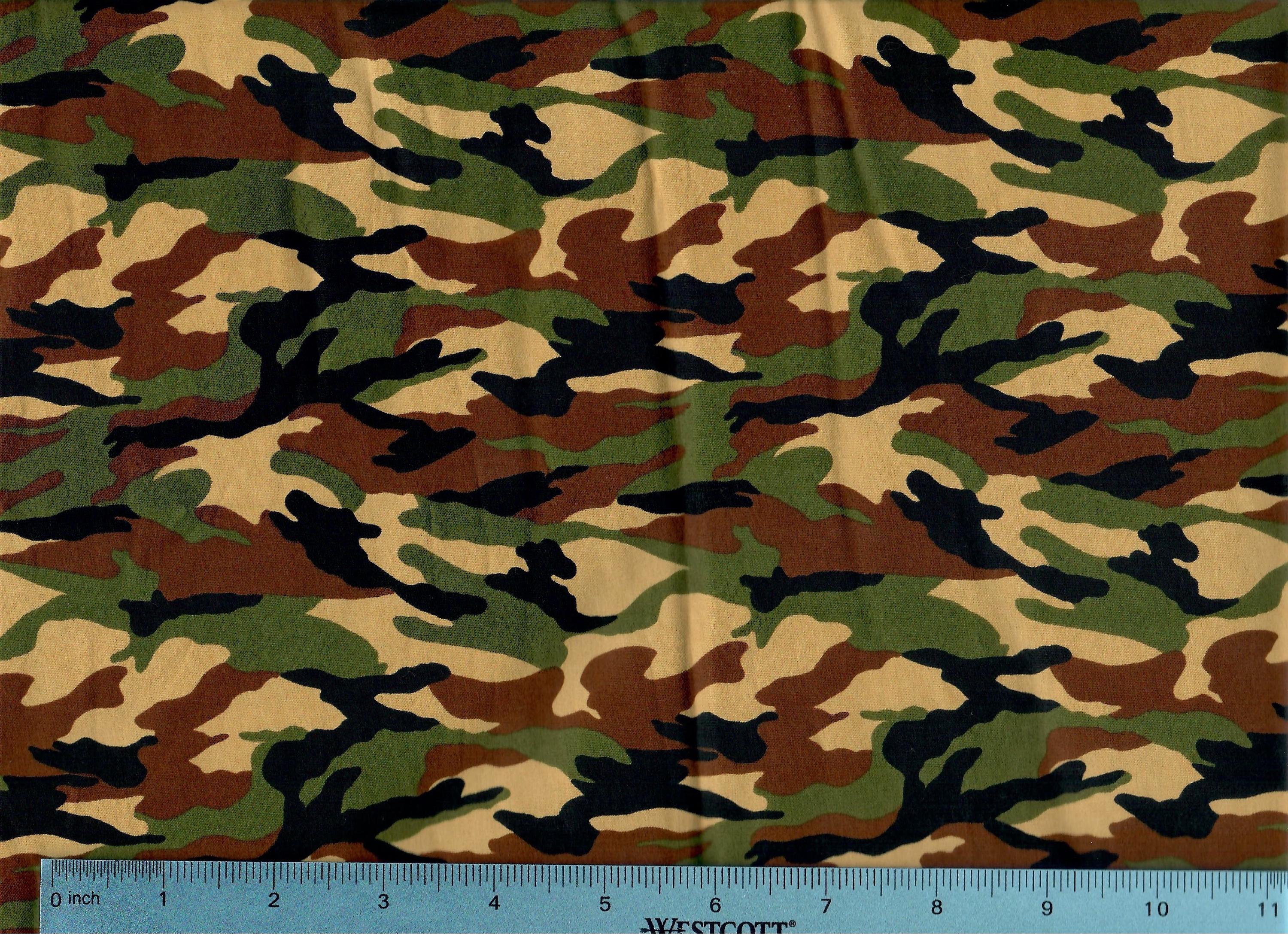 Green Camo Camouflage 100% Cotton Fabric Army Marines Remnant - 13