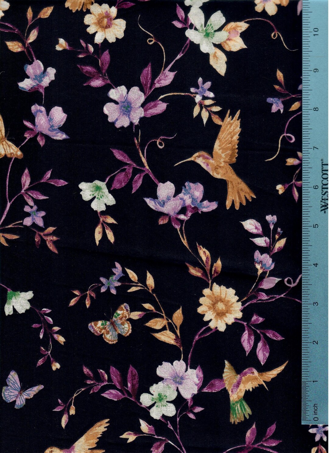 Hummingbirds, Butterflies & Flowers 100% Cotton Fabric Birds Floral ...