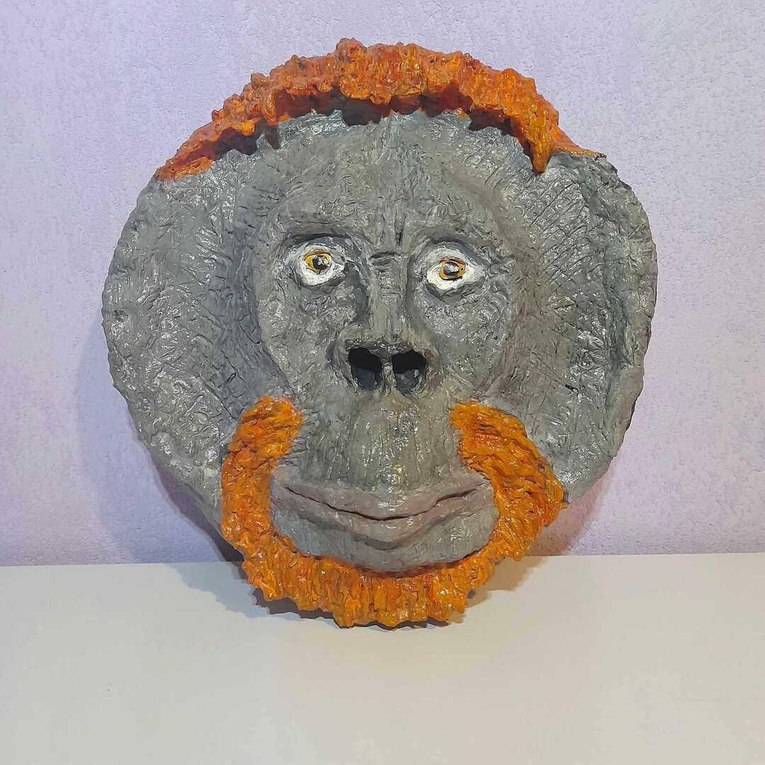 Paper Mache,vintage,monkey,wall Decoration,figurine,sculpture,orangutan ...