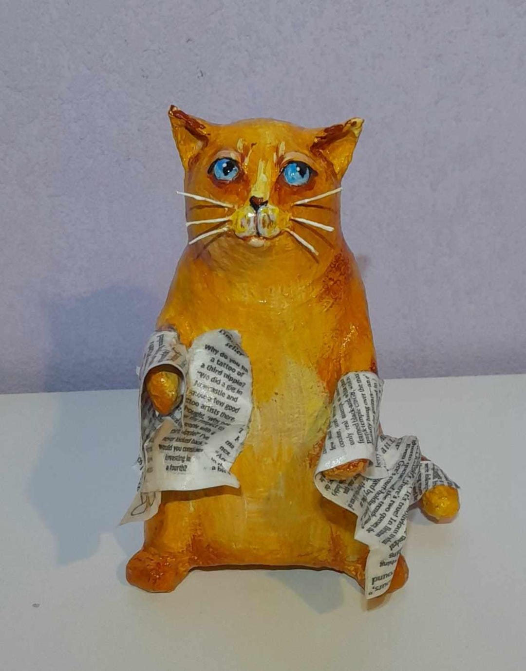 Paper Mache,cat,animal,figurine,newspaper - Etsy
