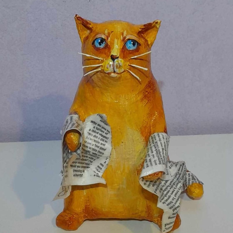Paper Mache Cat - Etsy