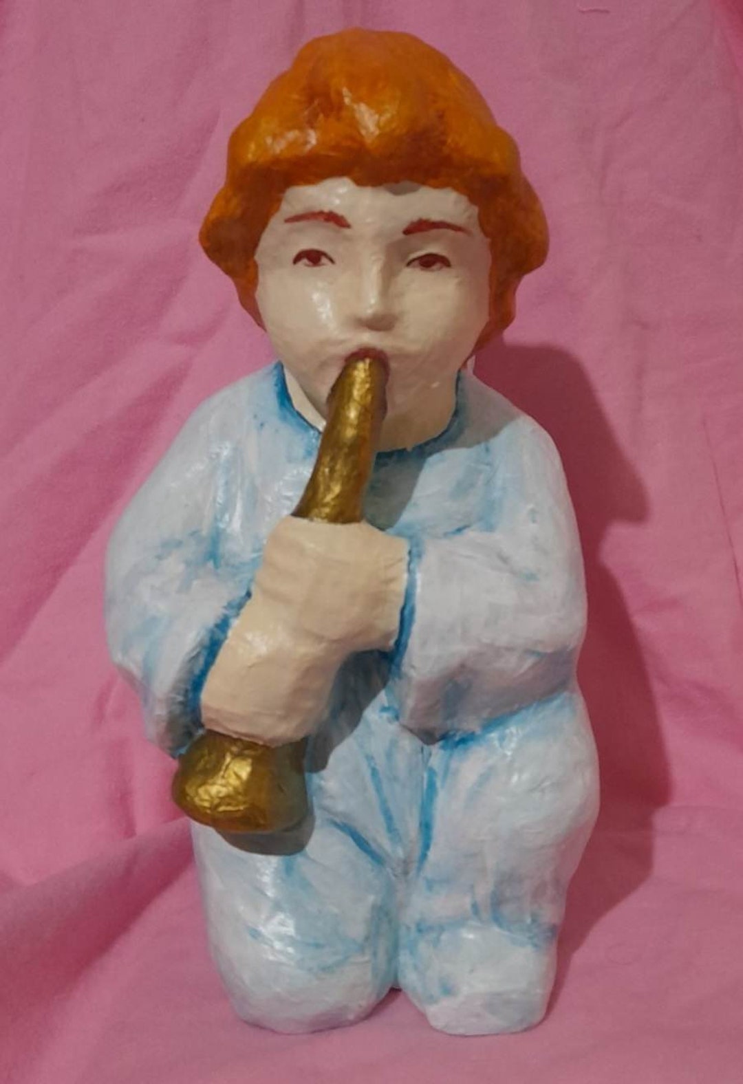 Paper Mache,angel,sculpture,figurine,trumpet - Etsy