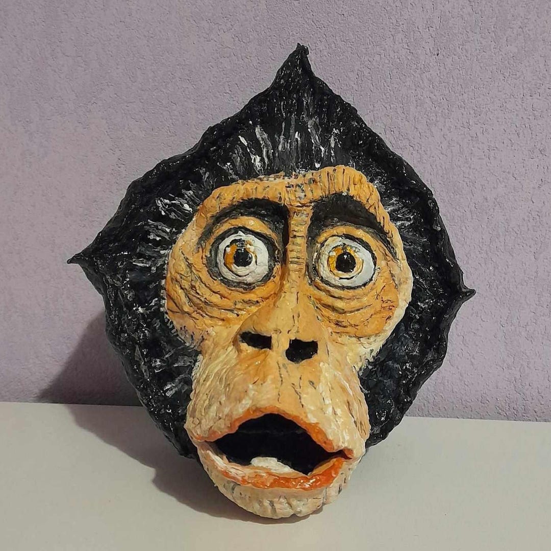 Paper Mache,vintage,self Hardening Clay,monkey,wall Decoration,figurine ...