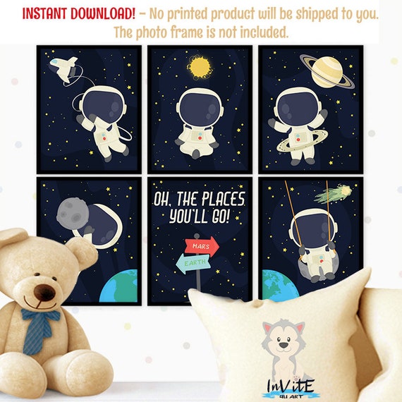 FUNNY ASTRONAUT Wall Decor Outer Space Nursery Art Space - Etsy UK