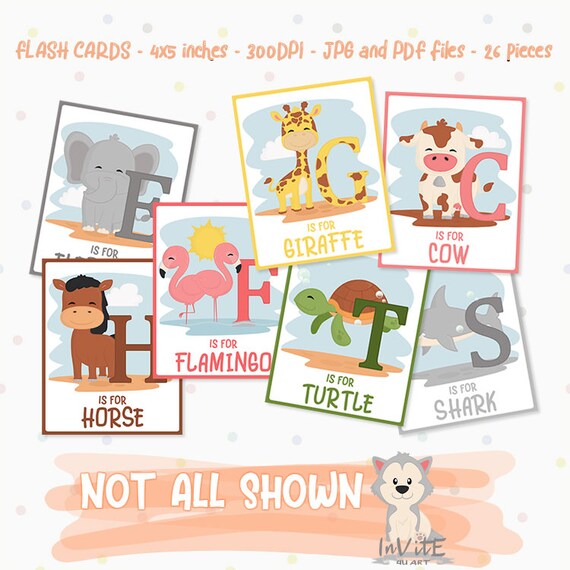 Cute SAFARI/WILD ANIMALS Flashcards for Kids Learning | Etsy