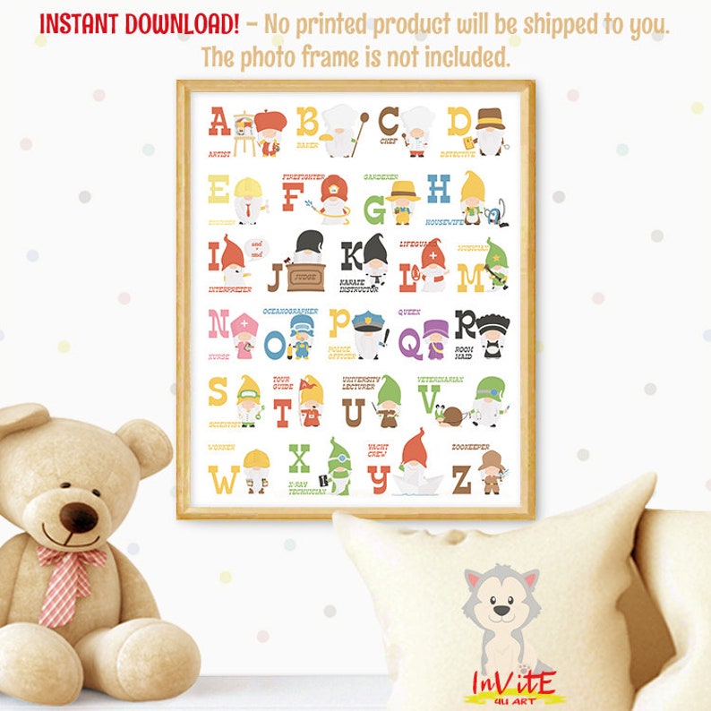 Cute GNOME PROFESSIONS Alphabet, Forest Gnomes - ABC, Fairy Tale ...