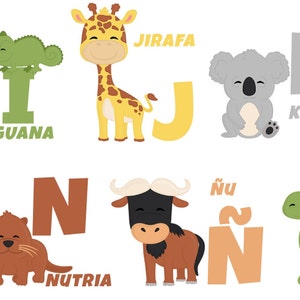 Cute Español Animal Alfabeto, WALL DECOR, Nursery Prints for Kids ...