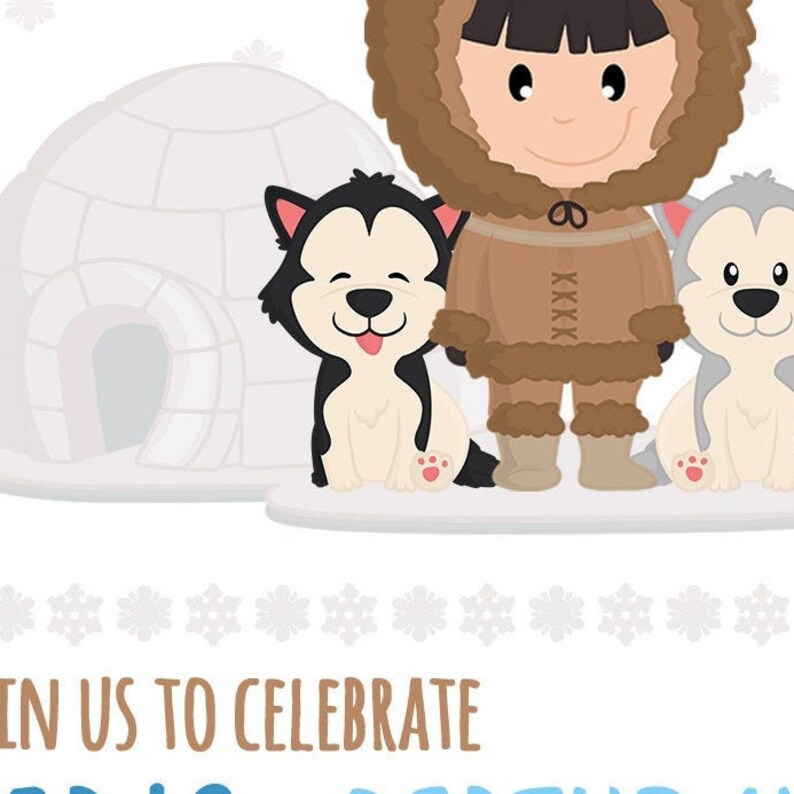 Editable ESKIMO Birthday Party Invitation, Free CORJL DEMO, Arctic ...