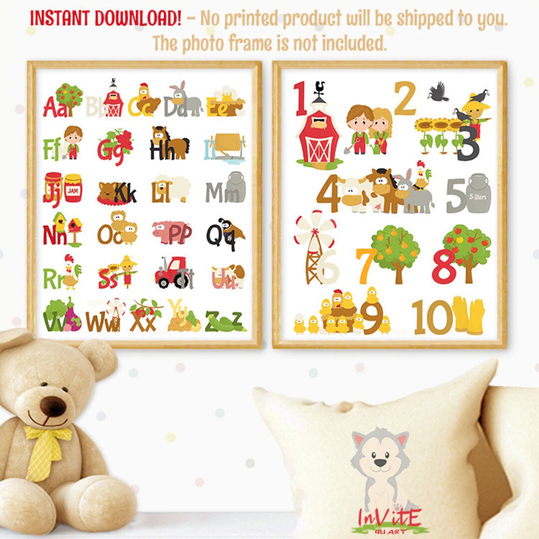 English Farm Alphabet and Numbers - Cute WALL DECORS for Kids, KIDS ...