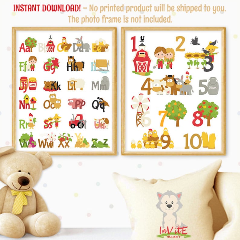 English Farm Alphabet and Numbers - Cute WALL DECORS for Kids, KIDS ...