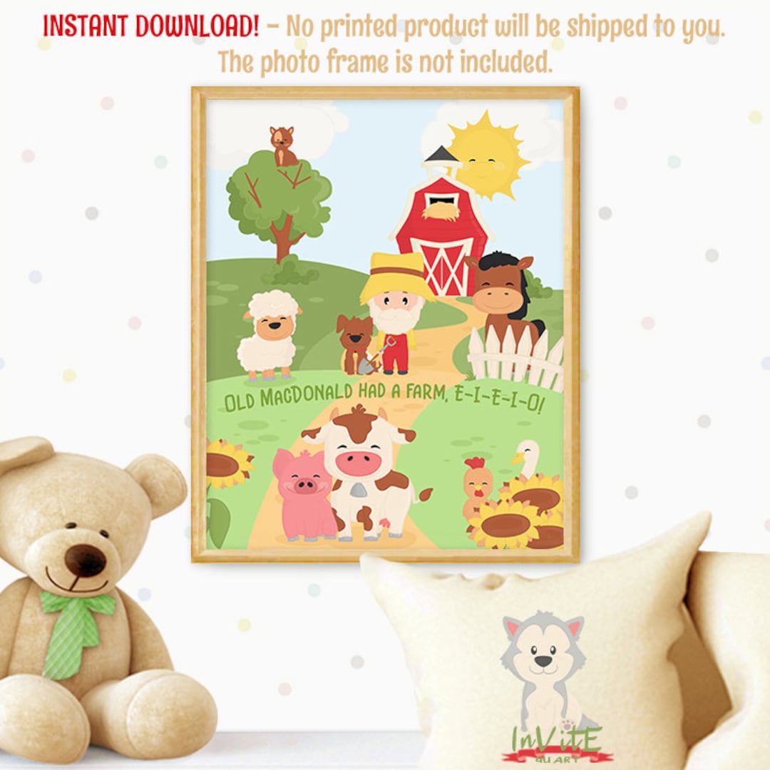 Old Macdonald Had a Farm - Kids Room Wall Decor, Nursery Rhymes ...
