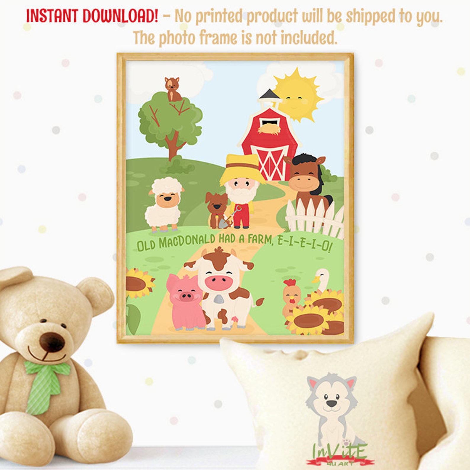 Old Macdonald Had a Farm - Kids Room Wall Decor, Nursery Rhymes ...