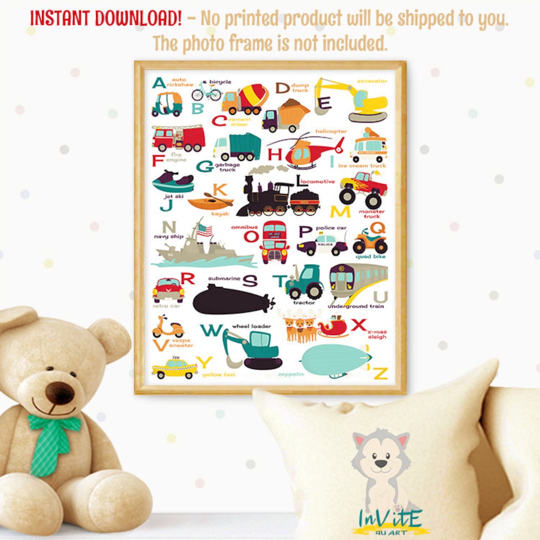 ABC POSTER - Cute Transport Alphabet for Boys, PRINT - Instant Download ...