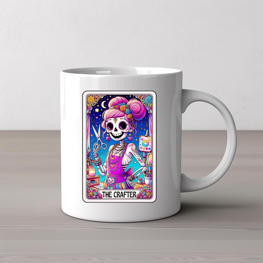 The Crafter Mug, Colorful Skeleton Art Coffee Cup, Artist & Maker Gift ...