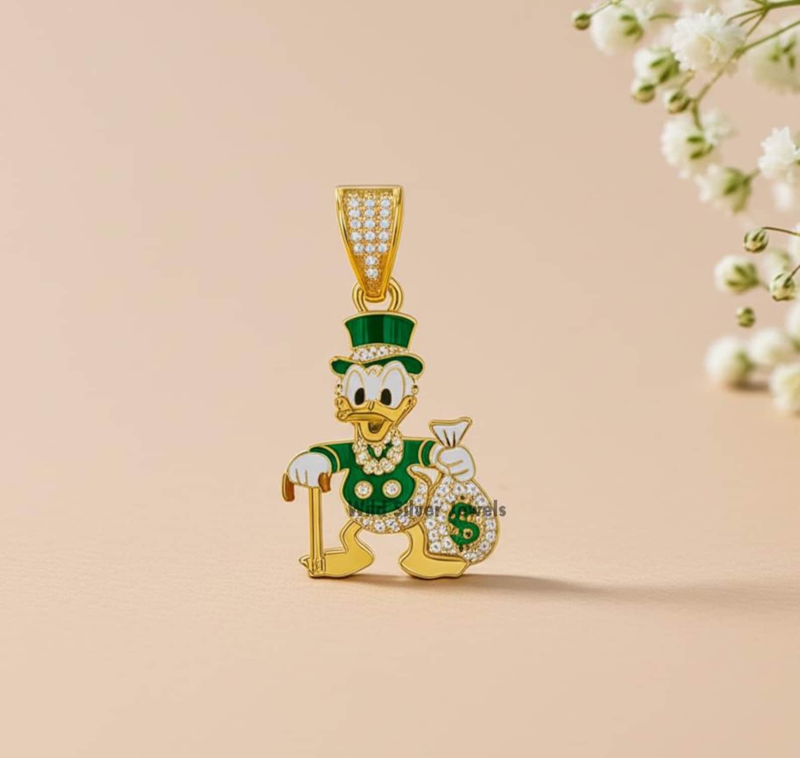 Silver Cartoon Character Pendant, Multi Colored Enameled Jewelry ...
