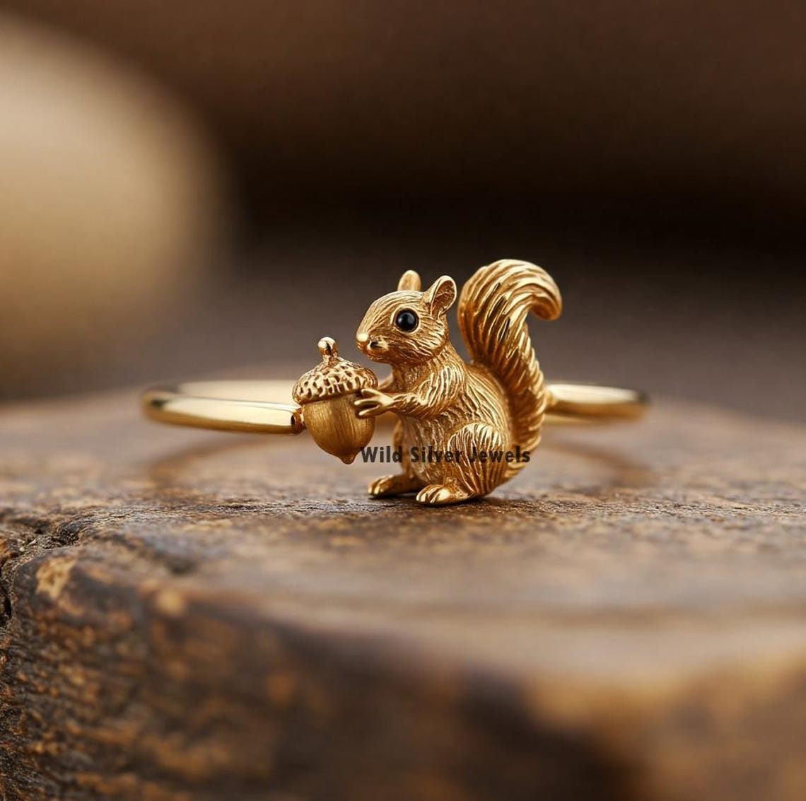 Squirrel & Acorn Silver Ring, Nature Inspired Vintage Squirrel Ring ...