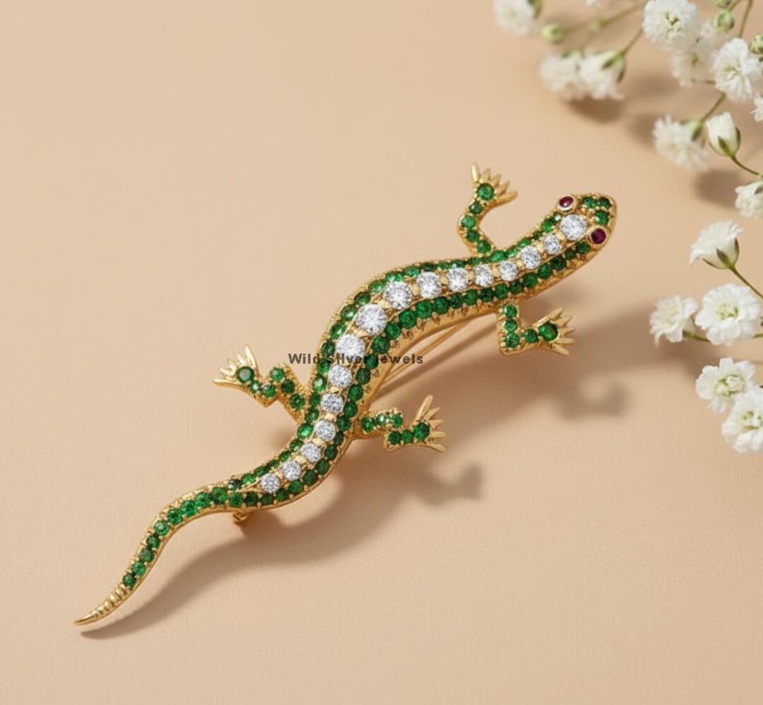 Circa 1980s Salamander Silver Brooch Pin, Multi Coloured Amphibians ...