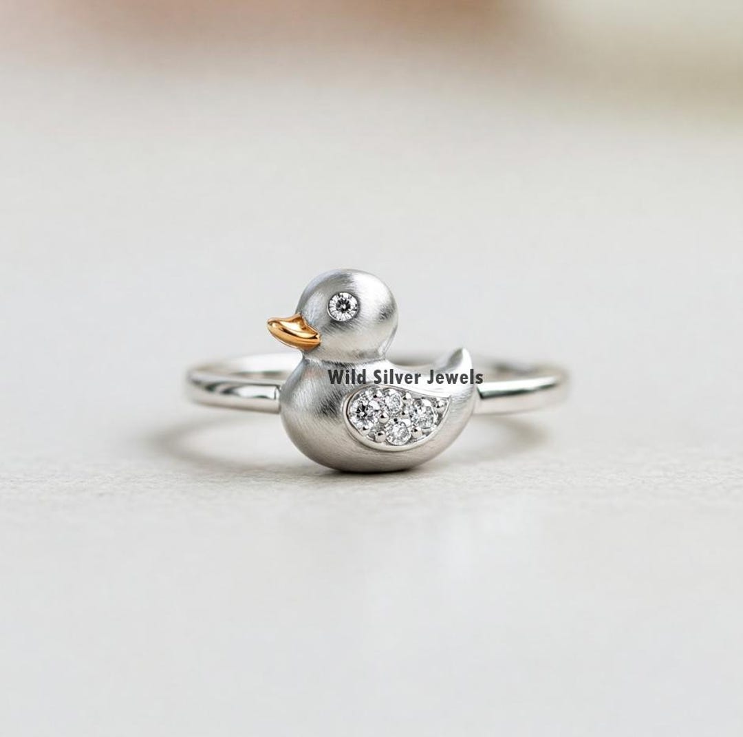 Cute Duck Silver Ring, Dainty Animal Lover Ring, Dainty Duck Bird ...