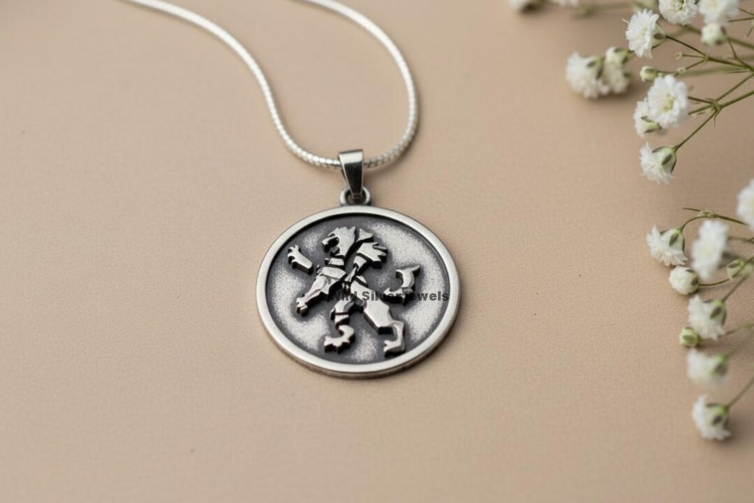 Witcher Heraldic Lion Necklace, Before a Fall Rampant Lion Pendant, 925 ...