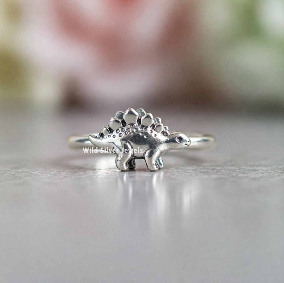 Dinosaur Ring Silver Ring, Stegosaurus Animal Vintage Ring, Cute Dino ...
