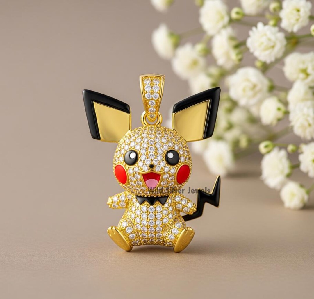 Silver Cartoon Style Pendant, Iced Out Diamond Dangled Pendant, Colored ...