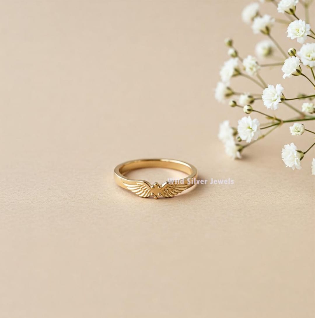 Tiny Pilot Wings Silver Ring, Flat Pilot Wings Inspired Ring, Cute ...