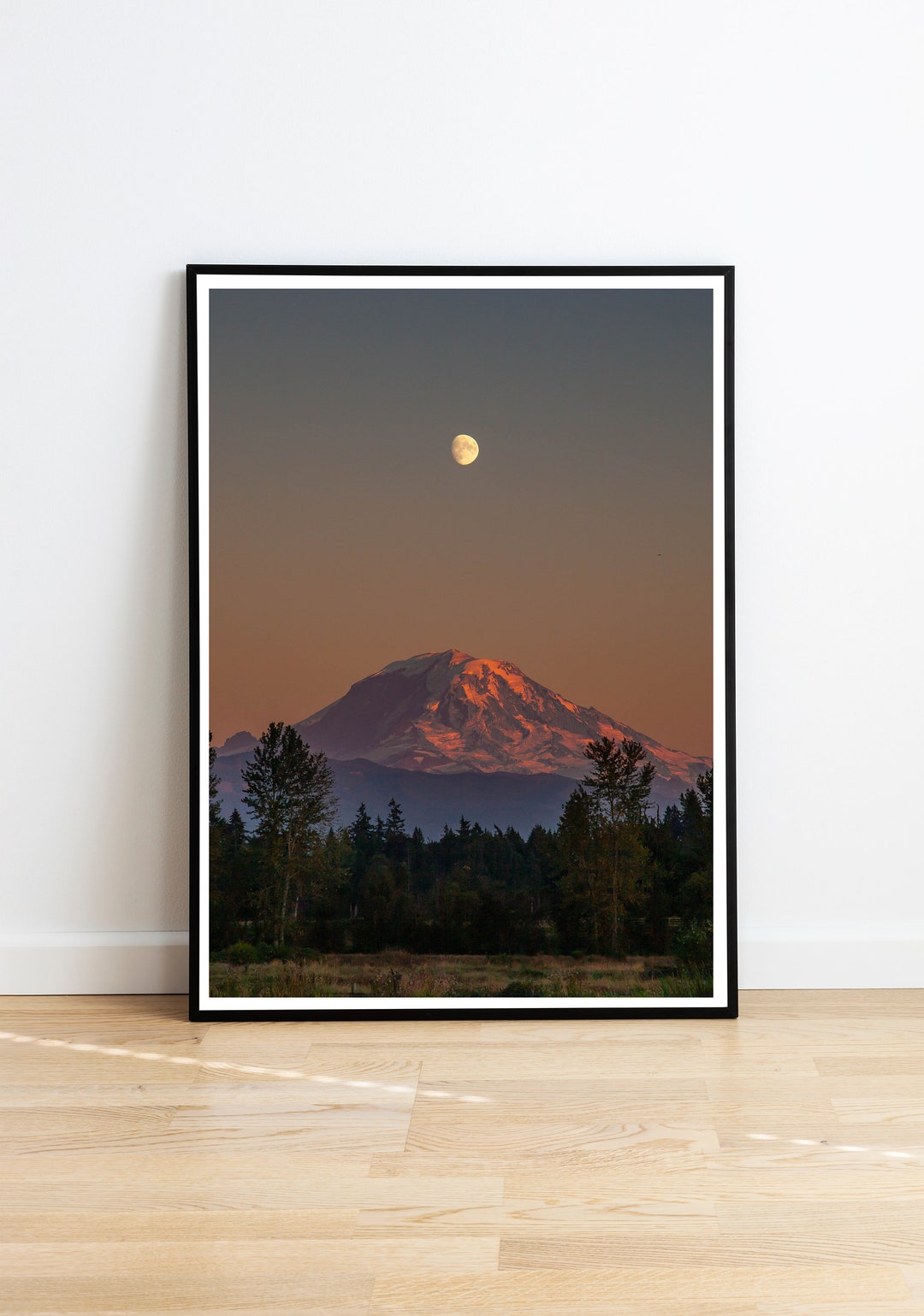 Moonrise Over Mt. Rainier | Landscape Photography Print | Mt. Rainier ...
