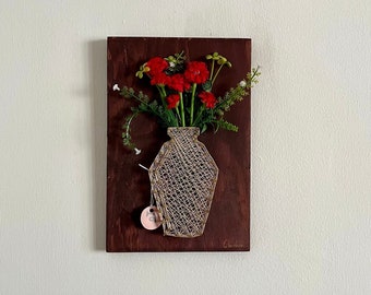 Home Decor I String Art I Handmade I Minimalistic Flower Jar I 8" X 12 ...