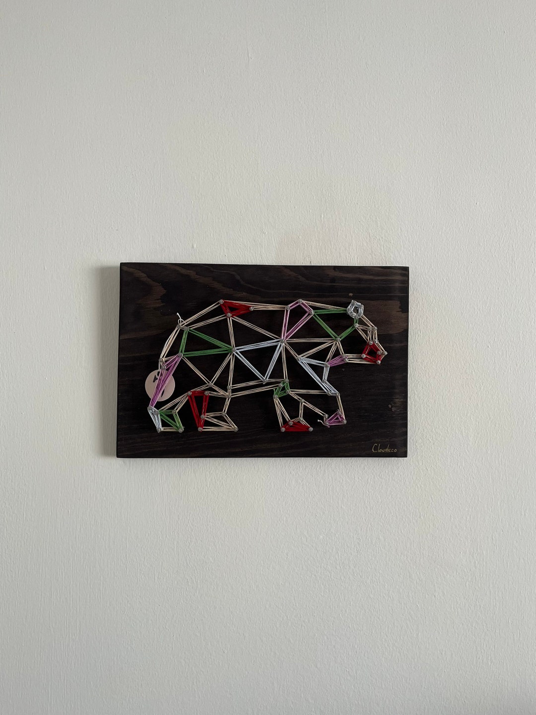 Home Decor I String Art I Handmade I Minimalistic Bear I 8 X 12 I ...