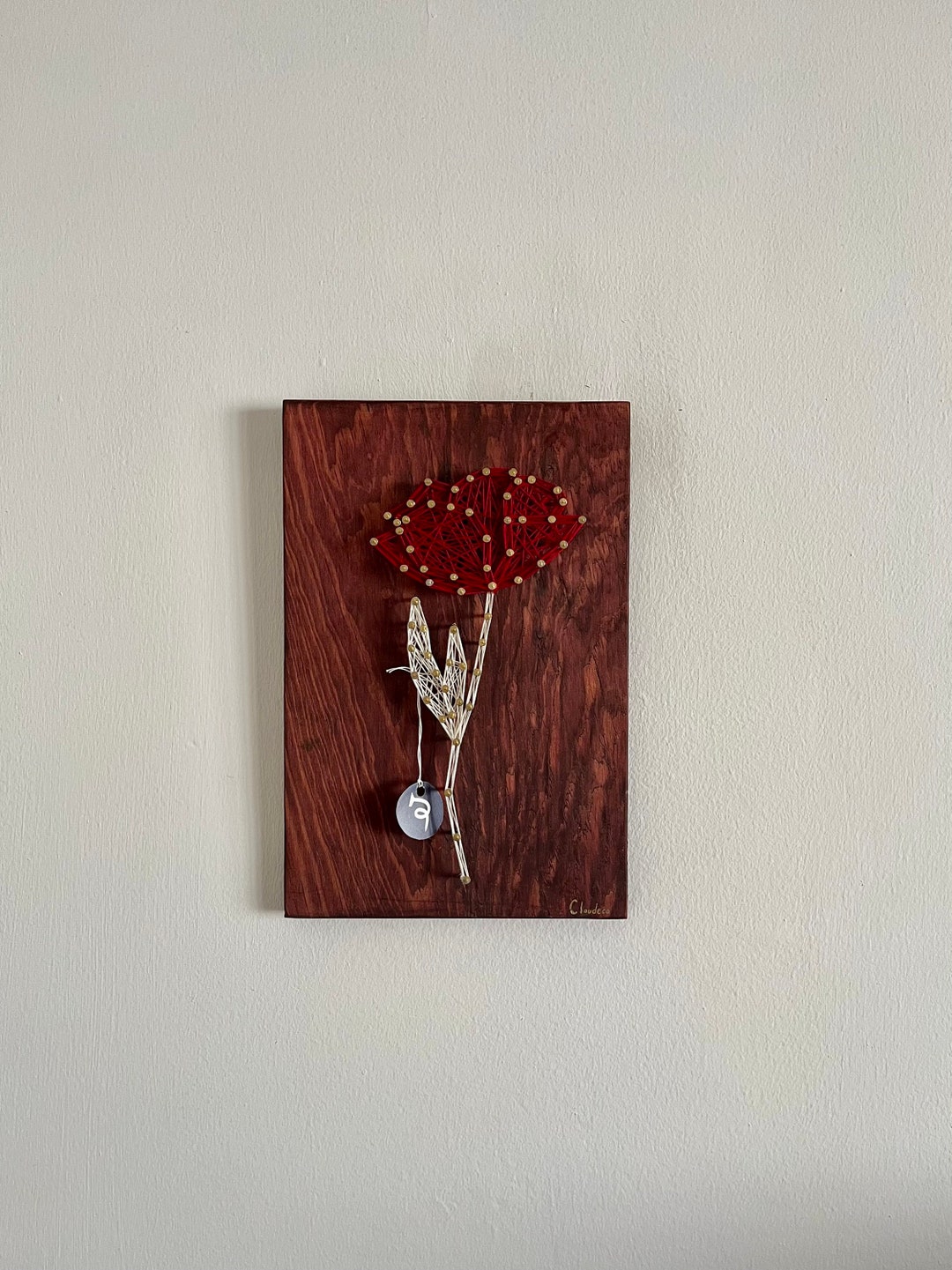Home Decor I String Art I Handmade I Minimalistic Rose I 8" X 12" I Red ...