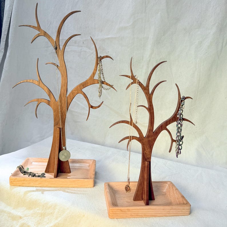 Elegant Jewelry Tree Stand in Two Sizes. My Best-selling Handmade Oak ...