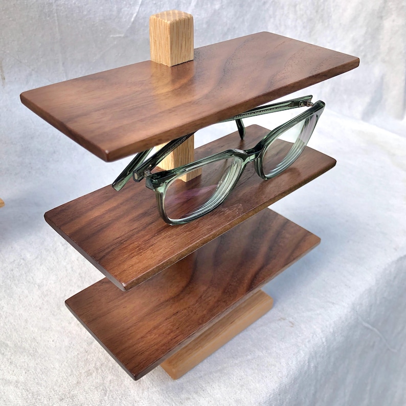 Handmade Oak & Walnut Eyewear Stand: Minimalist Glasses Display ...