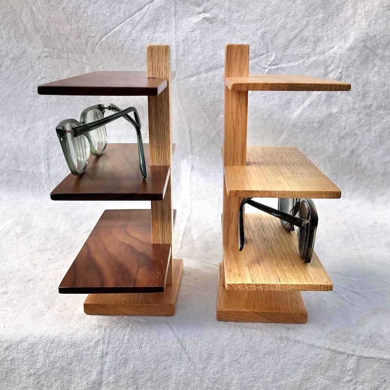 Handmade Oak & Walnut Eyewear Stand: Minimalist Glasses Display ...