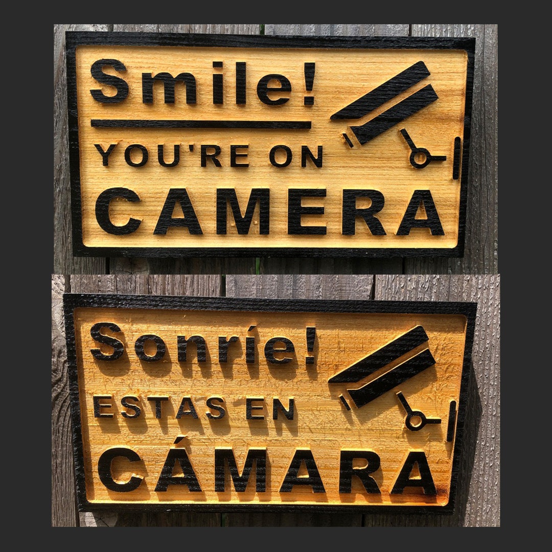 Security Sign: "smile You're on Camera" "sonríe Estas En Cámara ...