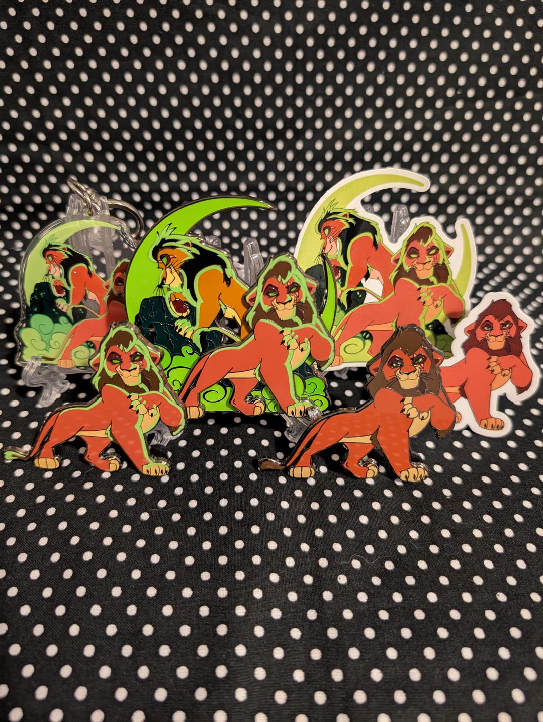Lion Enamel Pin Keychain Sticker: Green Moon, Evil Duo, Glow Pin - Etsy