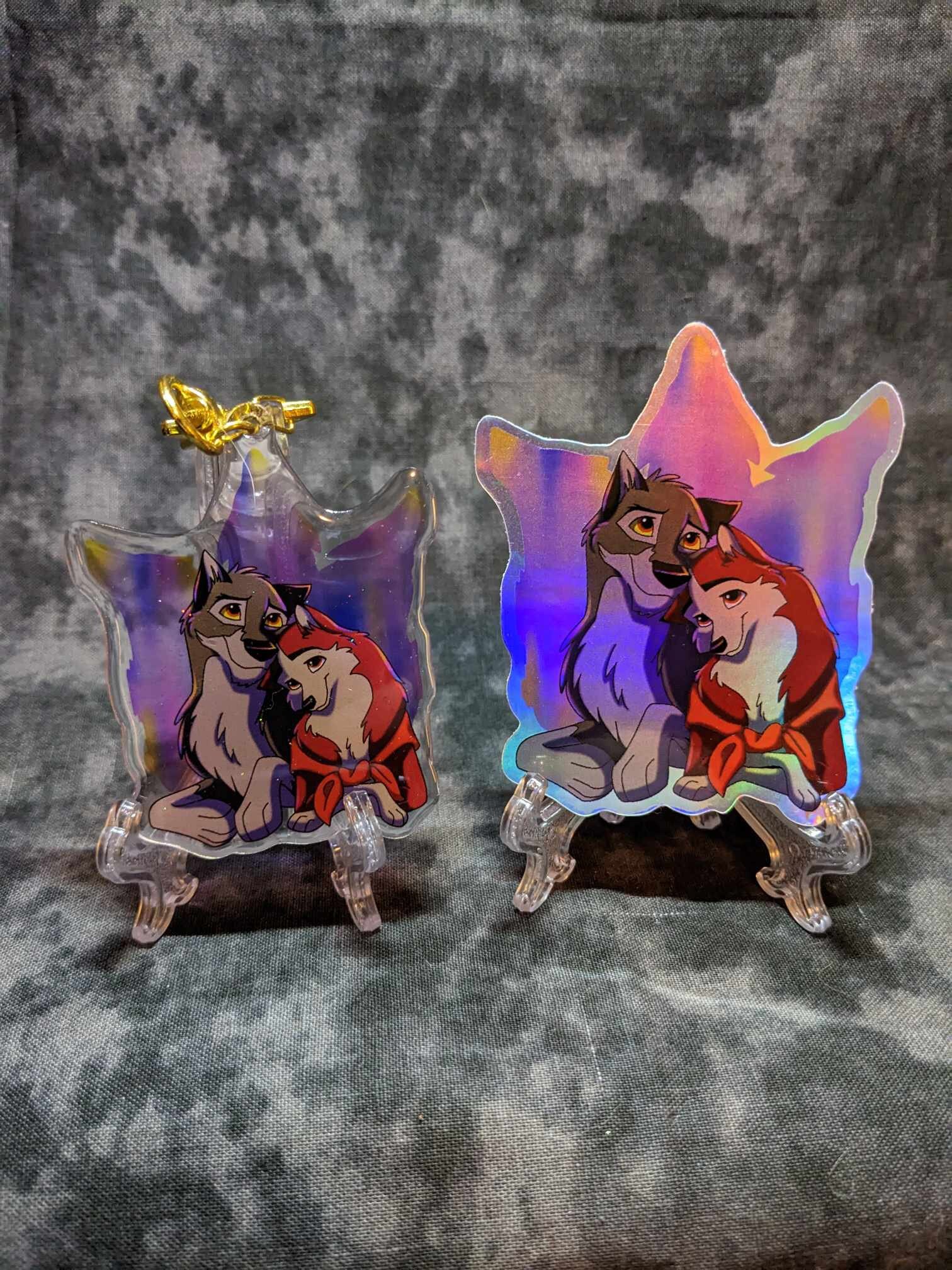 Balto and Jenna Wolf Dog Aurora Lights Keychain and Sticker - Etsy