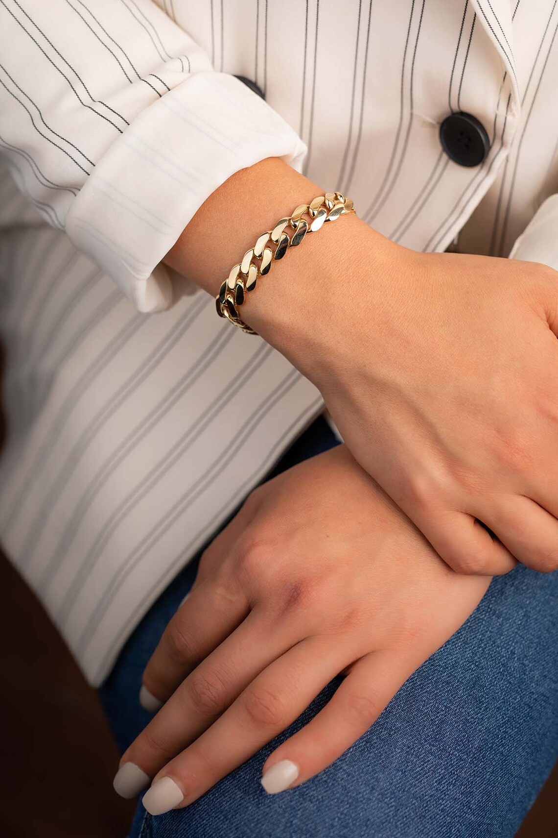 14K Real Gold 10mm Miami Cuban Bracelet Monaco Chain - Etsy